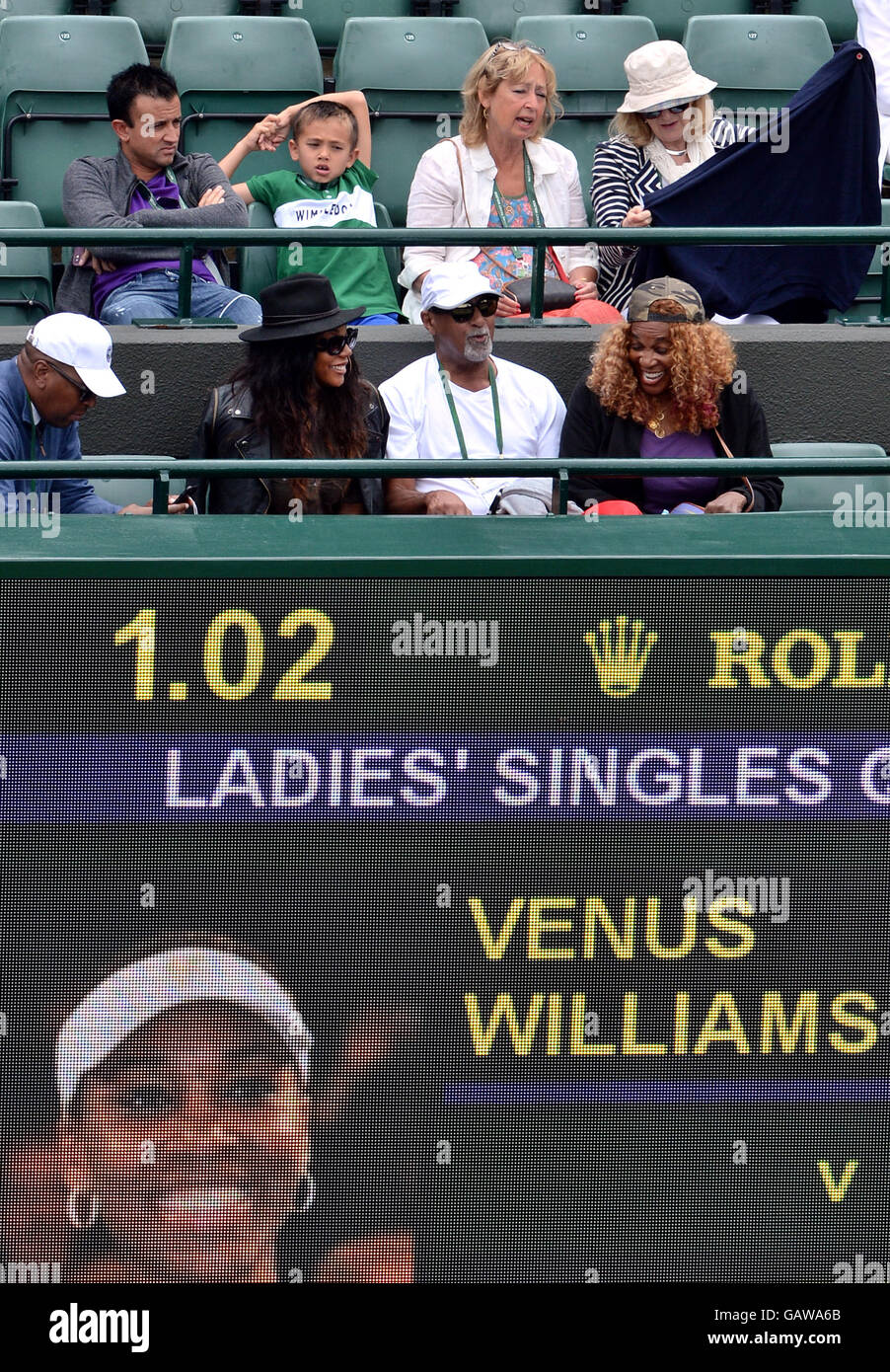 Oracene Price (right) watches her daughter Venus Williams play on day ...