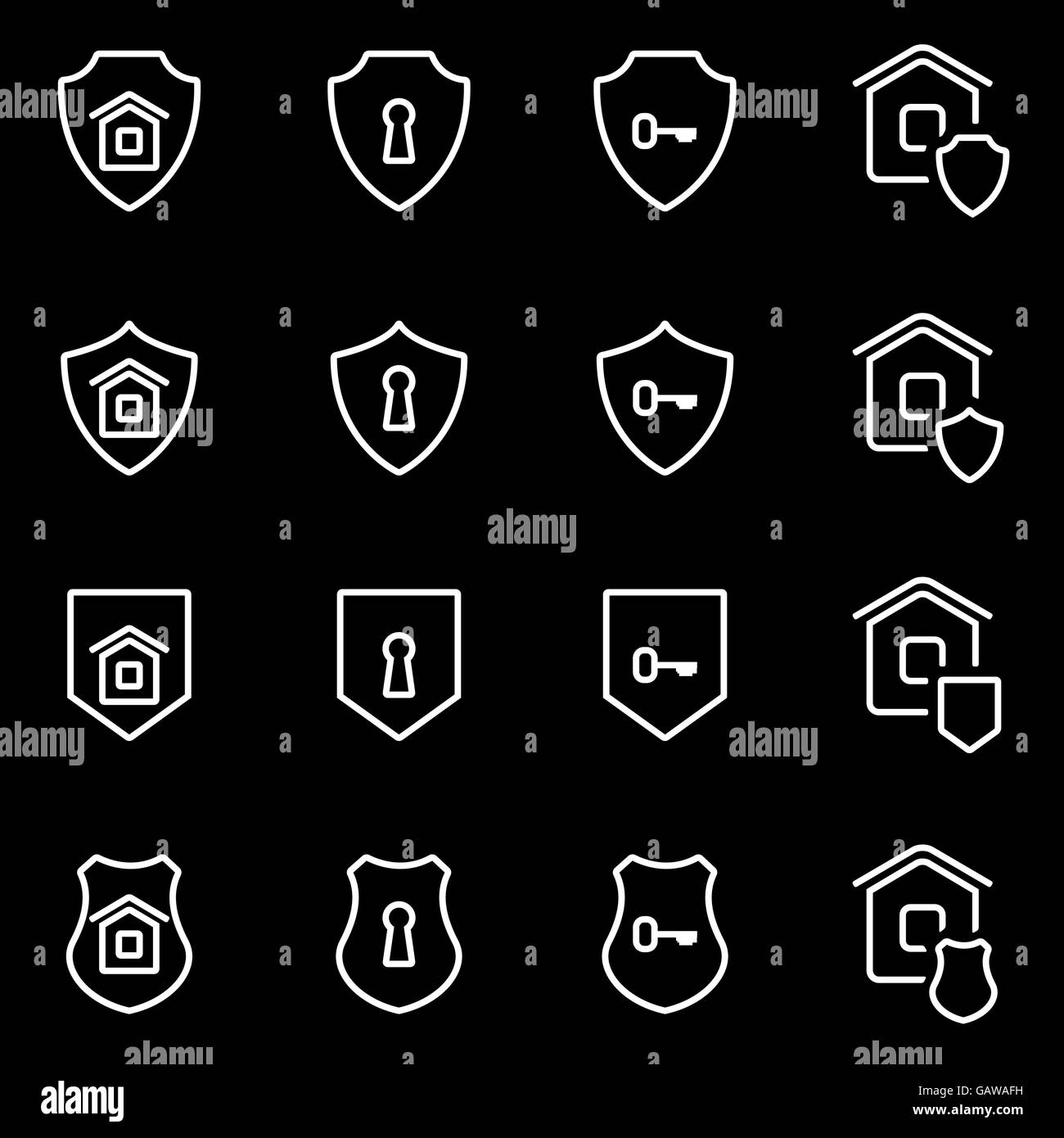 Vector line home security icon set Stock Vector Image & Art - Alamy