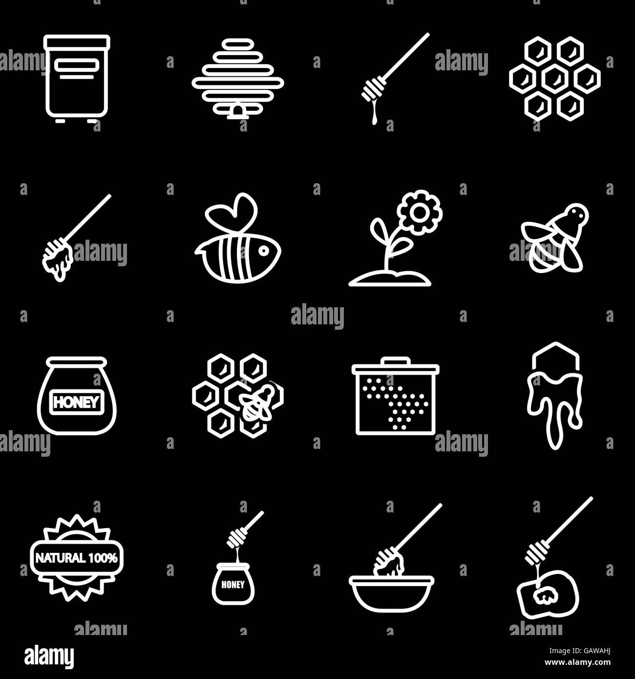 Vector line honey icon set Stock Vector Image & Art - Alamy
