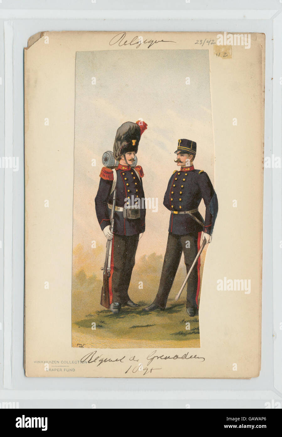 This image from 1895 depicts the Regiment de Grenadiers, a military ...