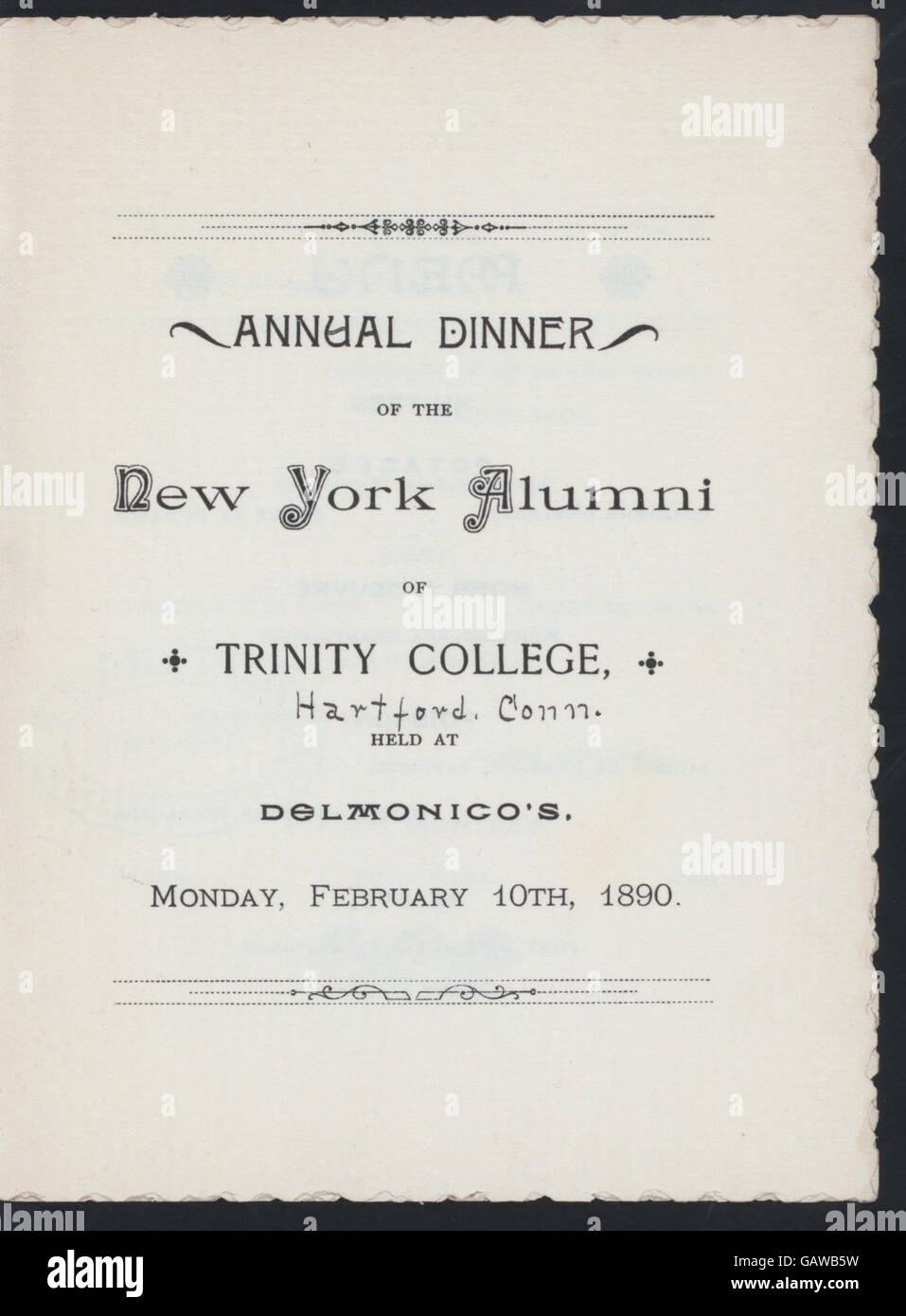 The Annual Dinner for the New York Alumni of Trinity College was held ...