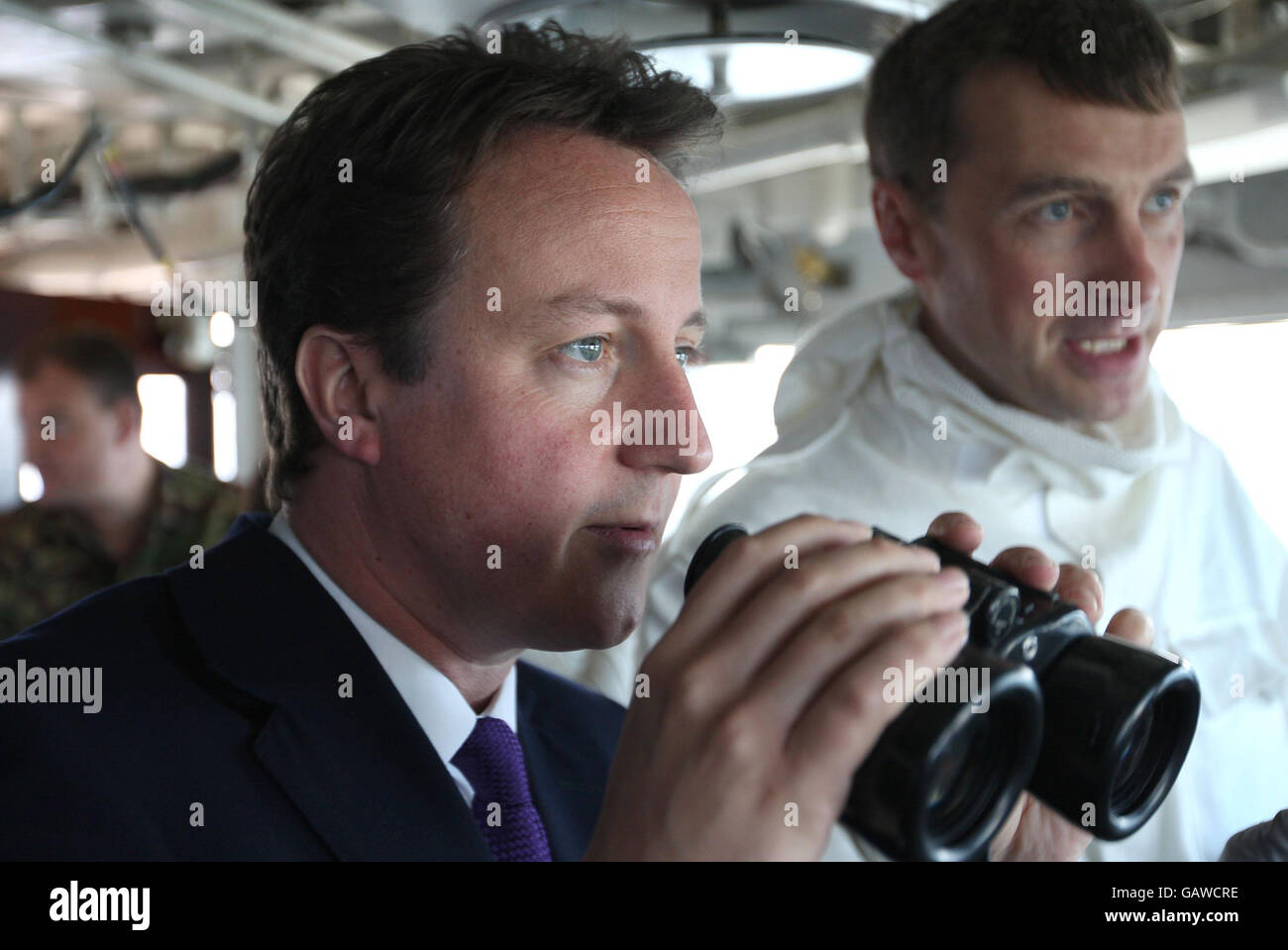 David Cameron on naval exercise Stock Photo - Alamy