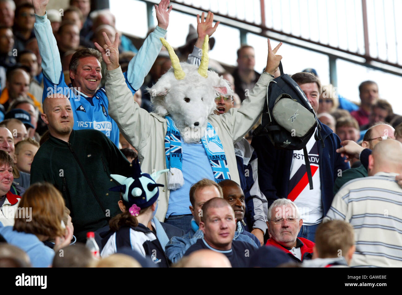 Manchester city fans show their support for their team hi-res stock ...