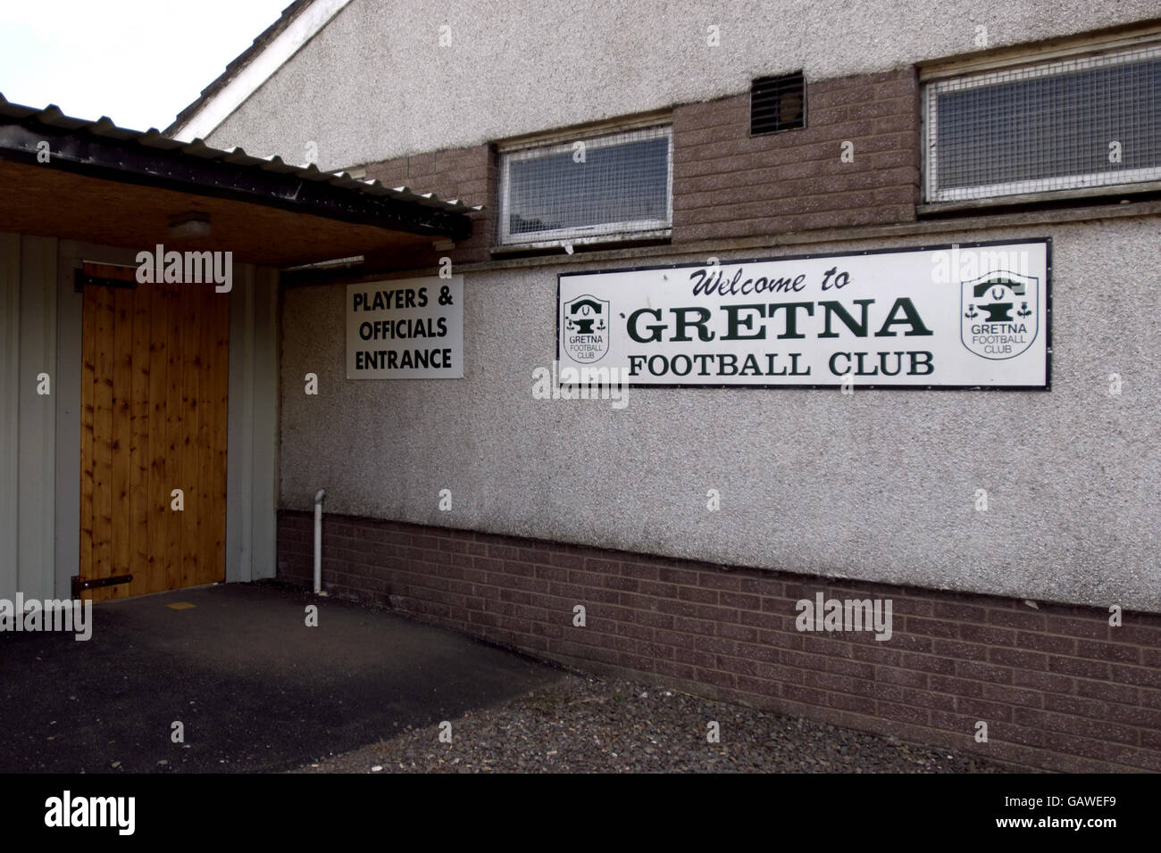 The Players and Staff entrance to Raydale Park, home of Gretna Football ...