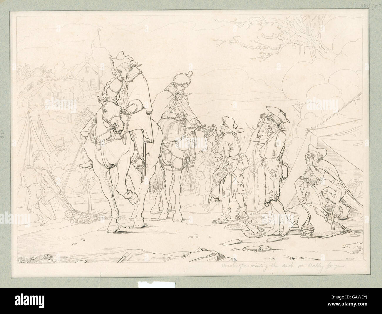 This image depicts George Washington visiting the sick soldiers at ...