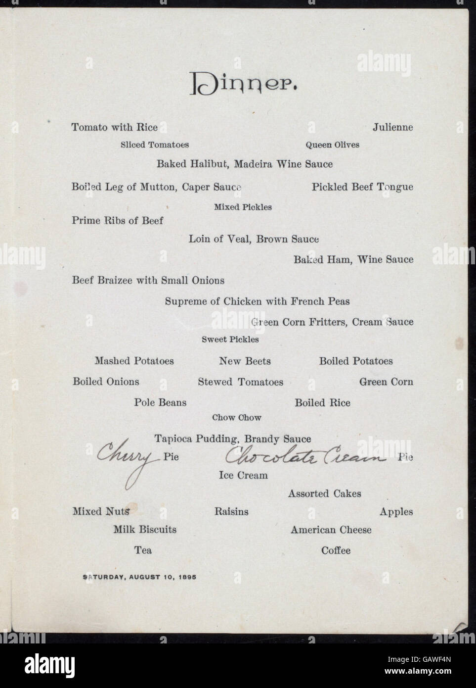 The dinner menu from Larkin House at Watch Hill, Rhode Island ...