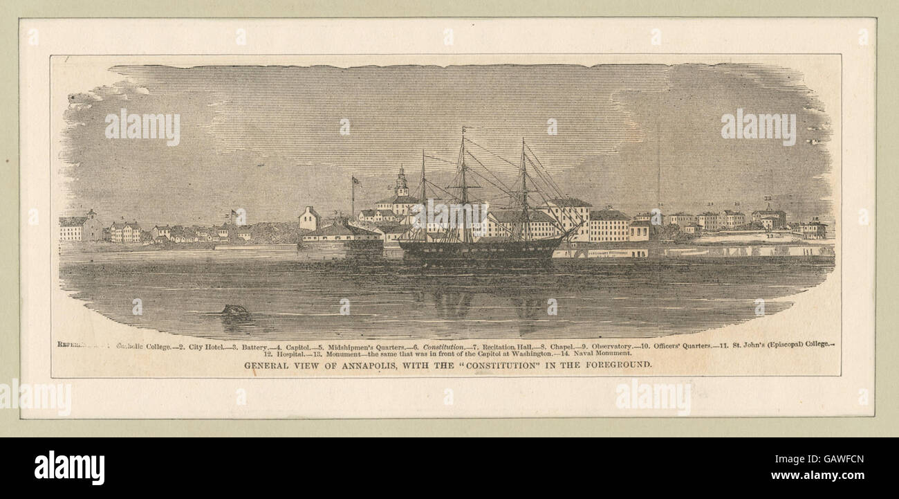 A general view of Annapolis, Maryland, with the USS Constitution, a ...