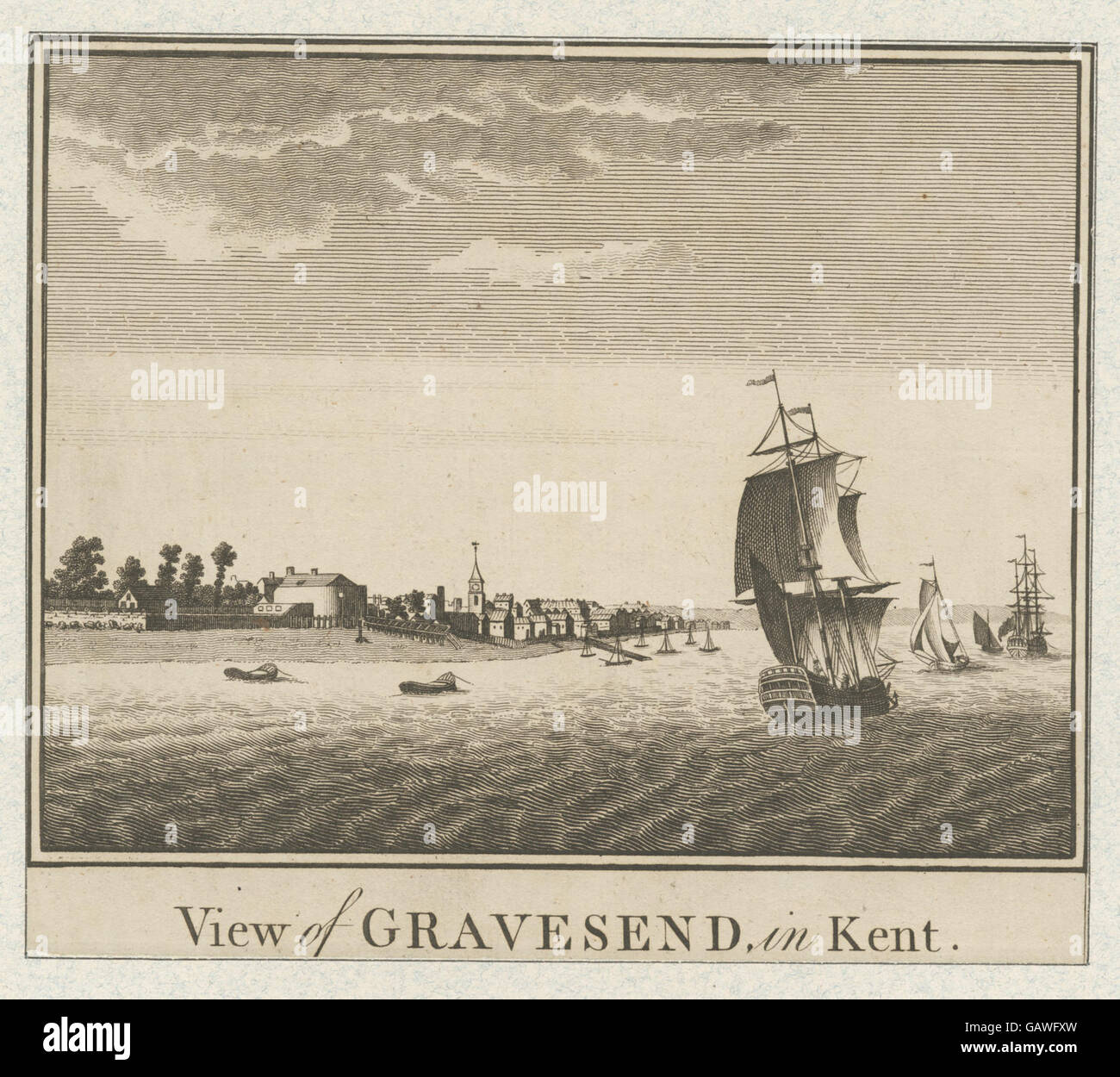 A scenic view of Gravesend, a town in Kent, England. The image depicts ...