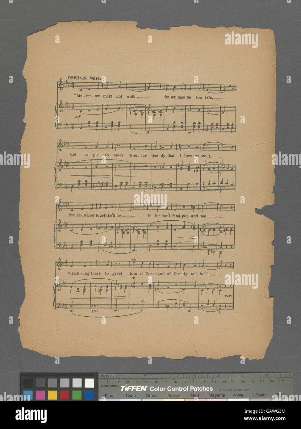 A scene depicting people responding to the sound of a signal bell ...