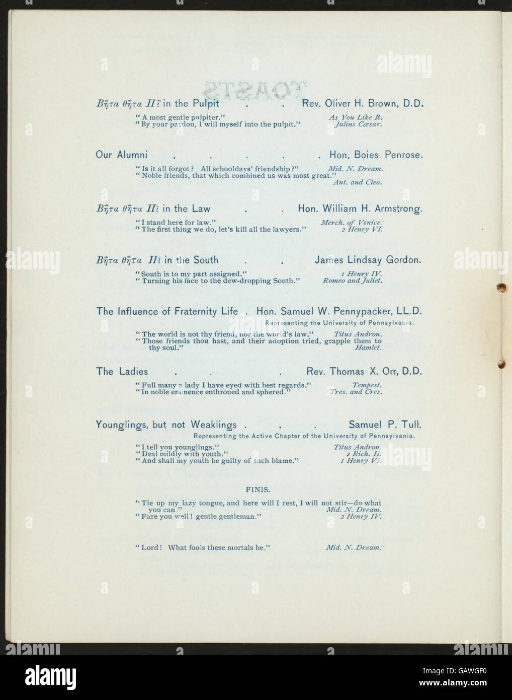 ANNUAL DINNER IN HONOR OF MR. JUSTICE DAVID J. BREWER OF THE SUPREME ...