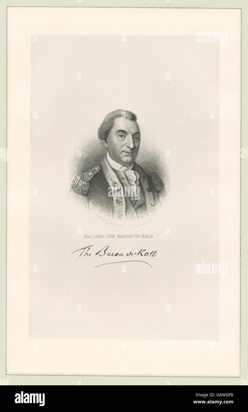 A historical portrait of Major General Baron De Kalb, a significant ...
