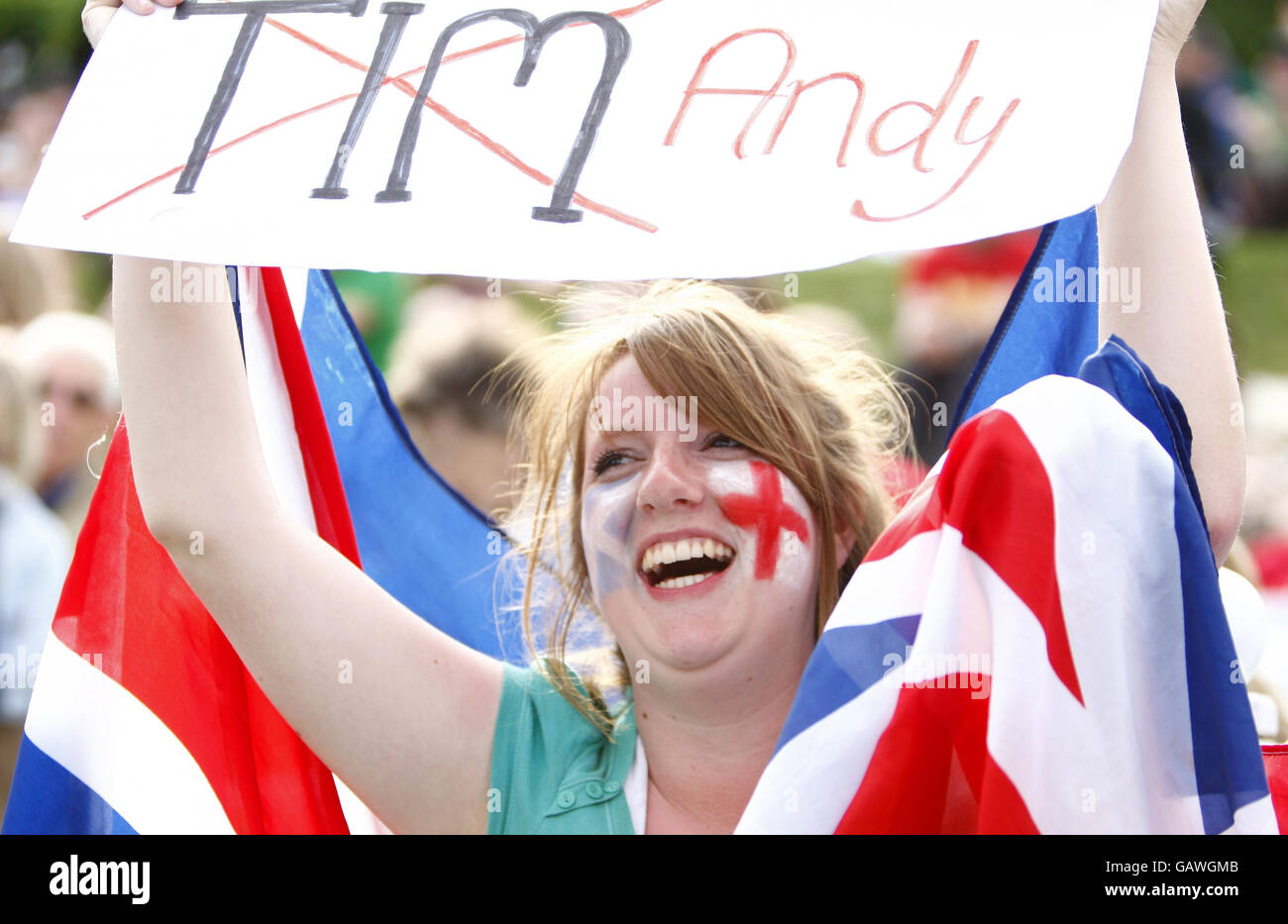 Vanessa Betteridge, from Cheltenham, watches Andy Murray in action on ...