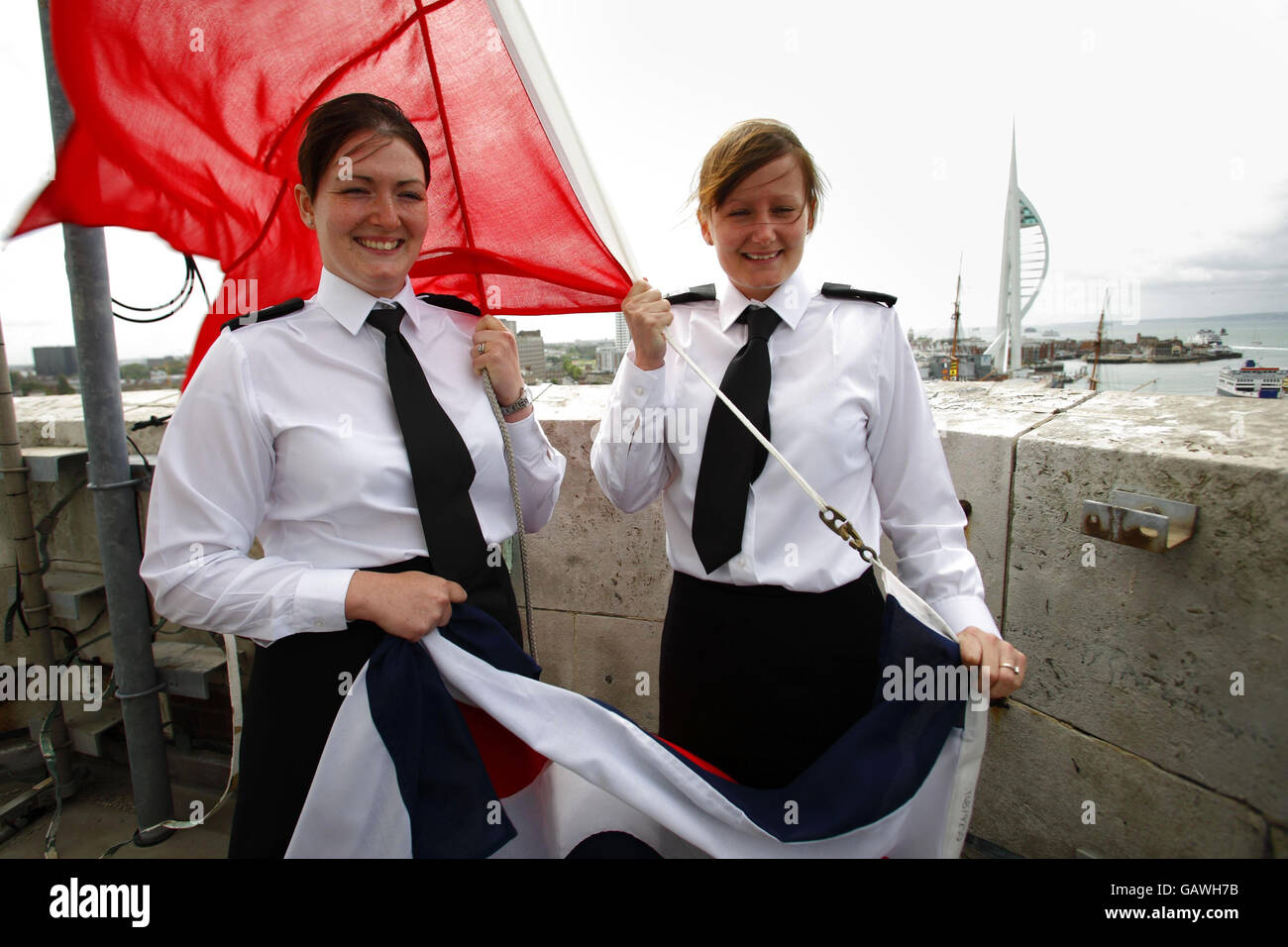 Women given navy port shipping controls Stock Photo - Alamy