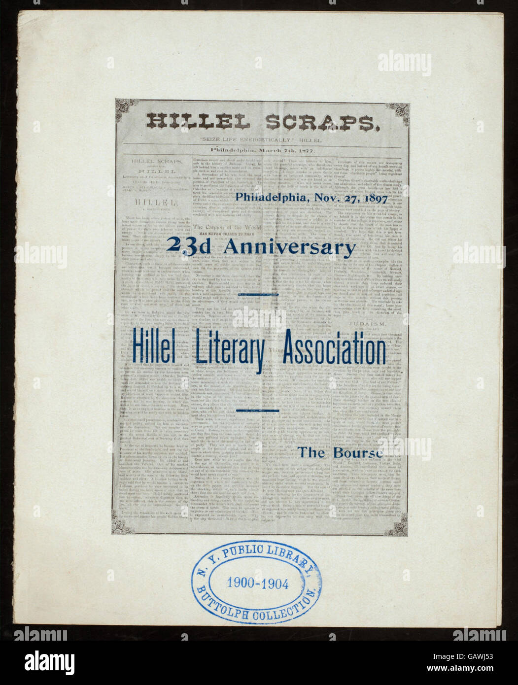The 23rd Anniversary Dinner hosted by the Hillel Literary Association ...