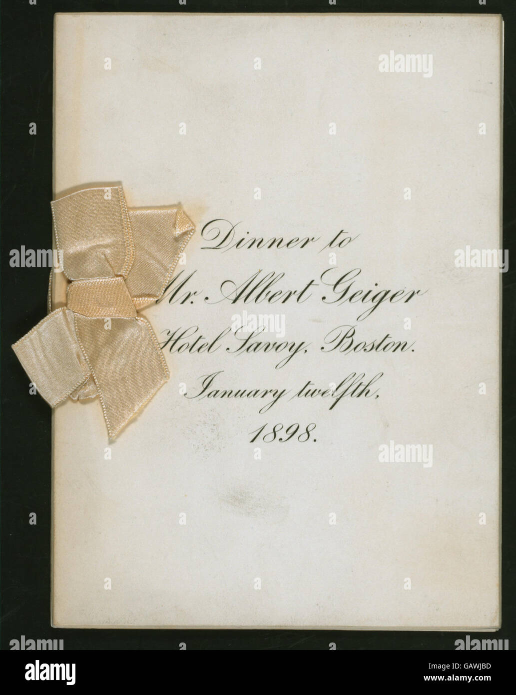 A formal dinner held at the Hotel Savoy in Boston, honoring Mr. Albert ...