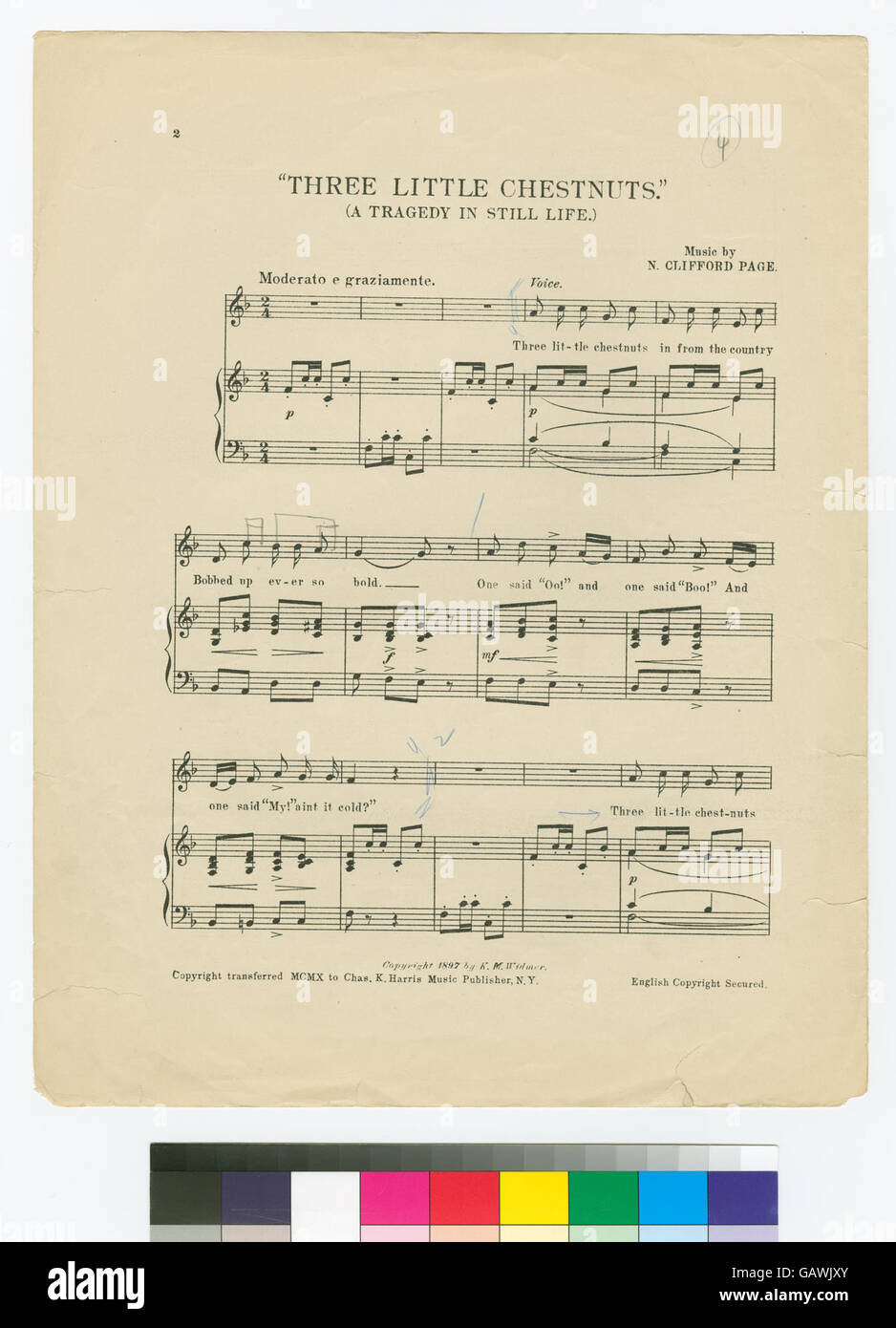 A reference to 'Three little chestnuts', possibly a playful or ...