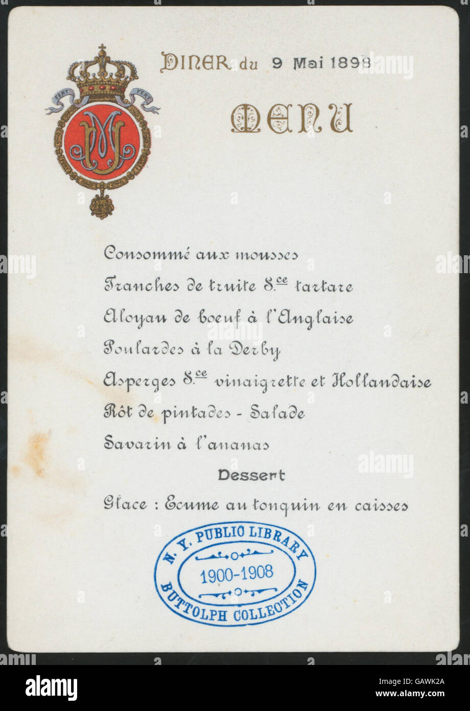 Documentation of a dinner event held by King Umberto in Rome, Italy ...