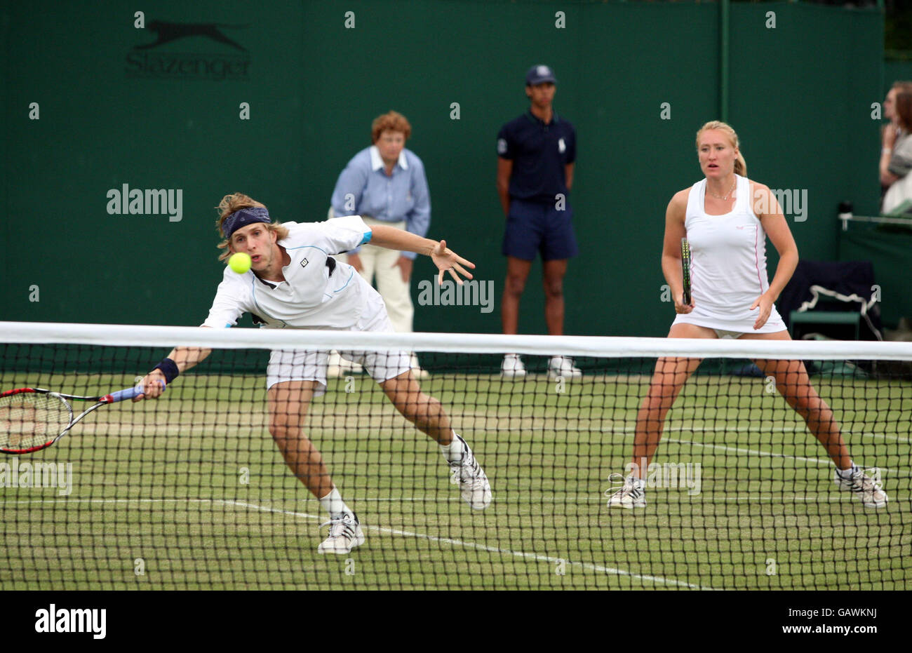 Greta Britain's James Auckland and Elena Baltacha in mixed doubles ...
