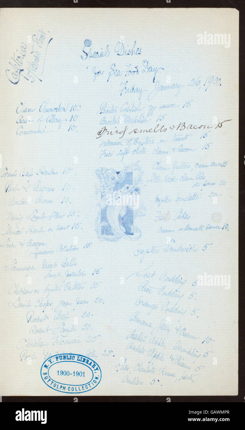 This bill of fare represents the menu at a cafeteria lunch service ...