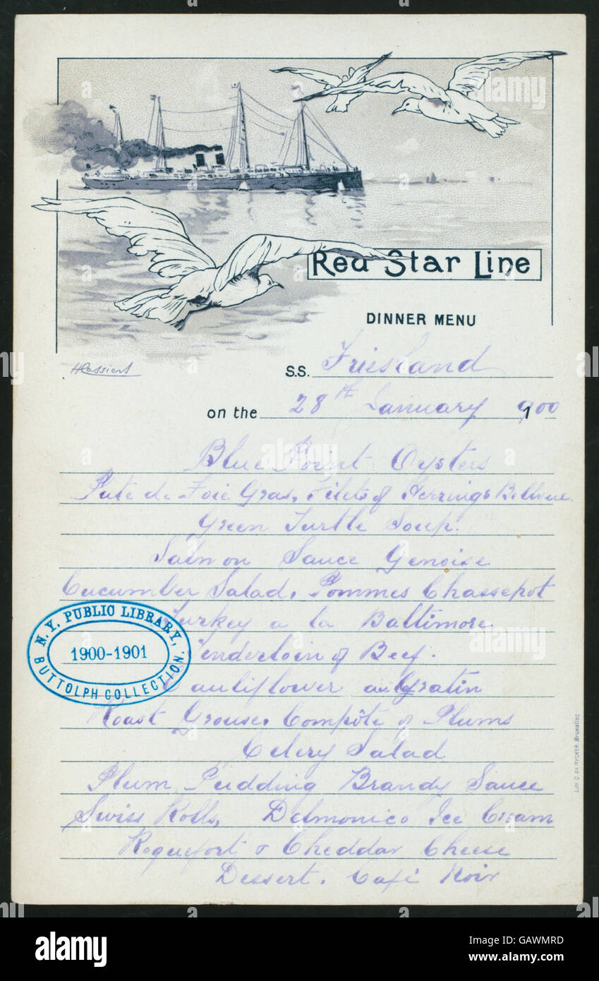 A dinner event hosted by the Red Star Line aboard the ocean liner SS ...