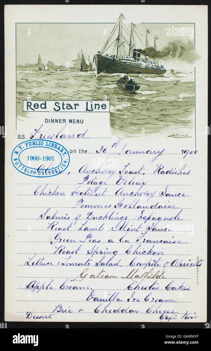 A formal dinner event hosted by the Red Star Line aboard the SS ...