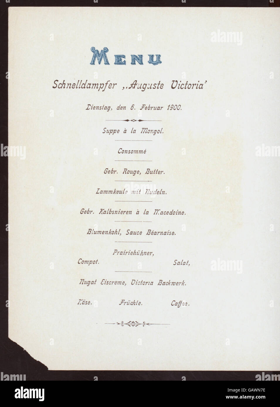 This dinner was held aboard the SS Auguste Victoria, a German passenger ...