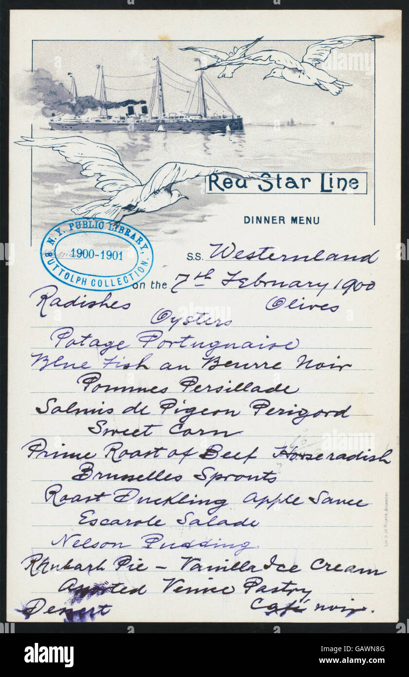 A dinner event held aboard the SS Westernland of the Red Star Line ...