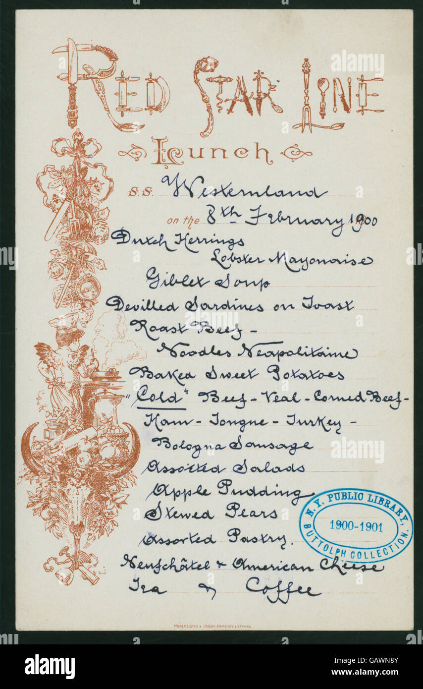 A lunch event hosted by Red Star Line aboard the SS Westernland during ...
