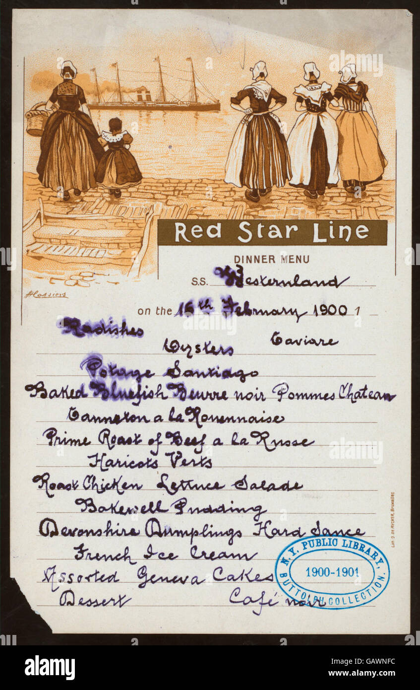 The Red Star Line hosted a dinner aboard the S.S. Westernland, a ...