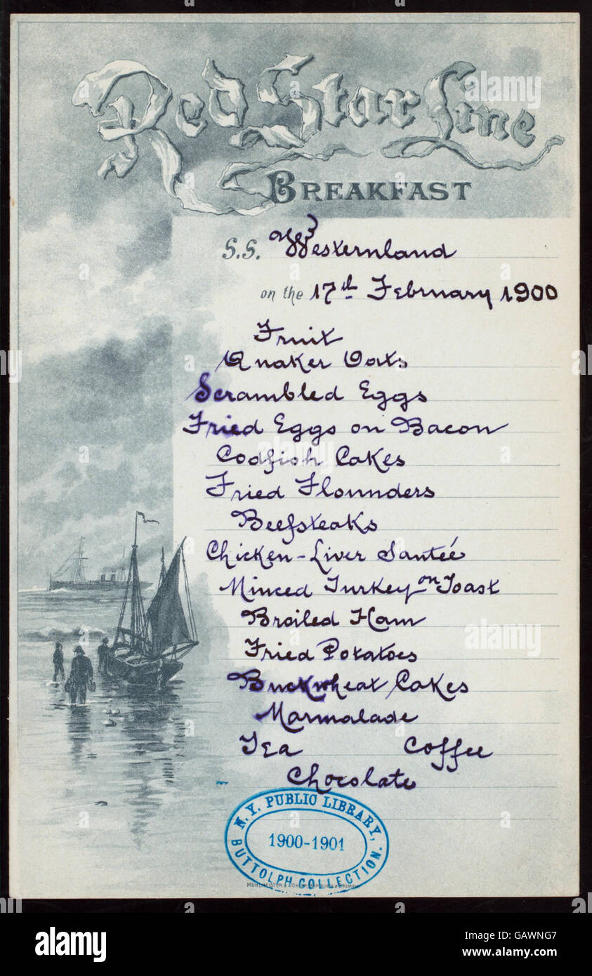 A breakfast event hosted by the Red Star Line aboard the S.S ...