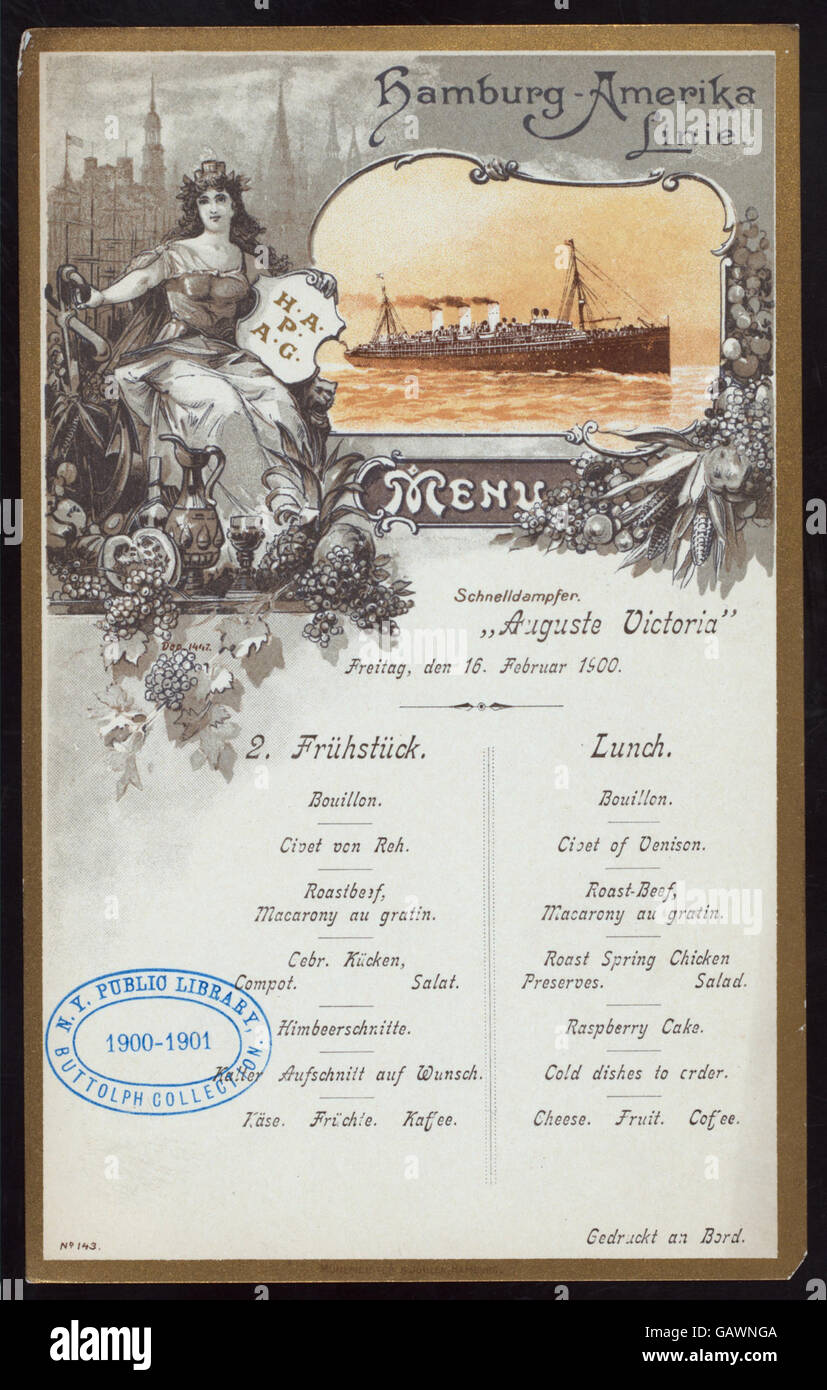 A lunch event hosted aboard the SS Auguste Victoria, a ship of the ...