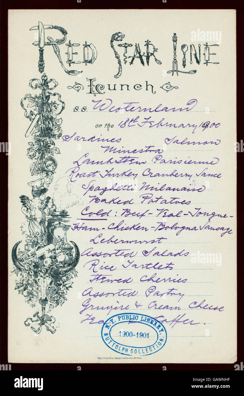 The Red Star Line held a lunch aboard the S.S. Westernland, a passenger ...