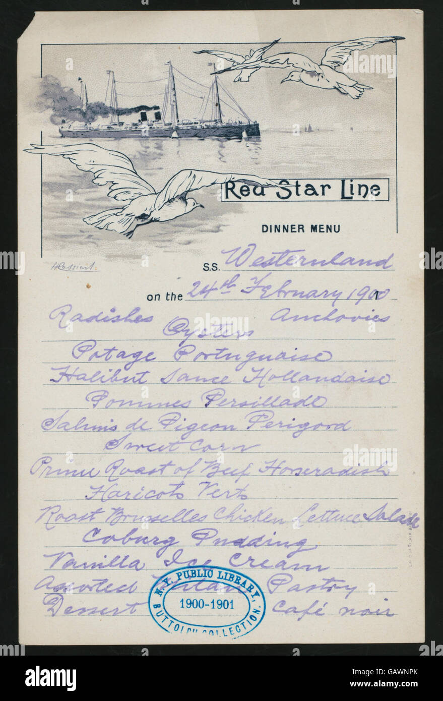 A formal dinner held aboard the SS Westernland, a ship of the Red Star ...