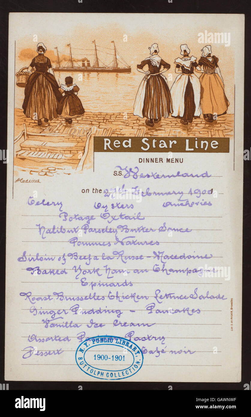 A dinner event held aboard the S.S. Westernland, a Red Star Line ocean ...