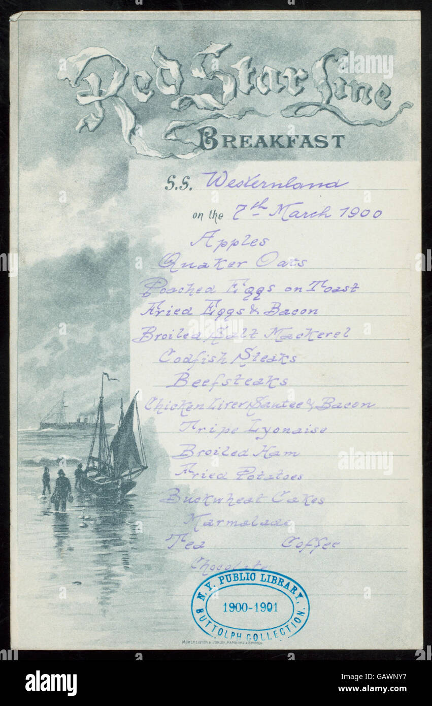 A breakfast event held aboard the SS Westernland, a passenger ship ...