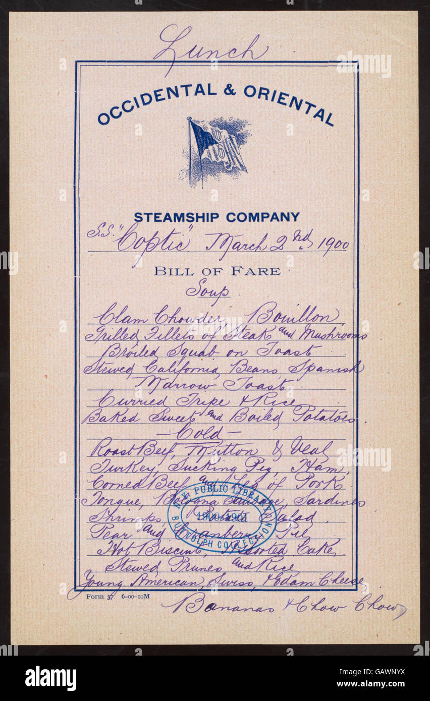 A luncheon event held aboard the SS Coptic, a ship of the Occidental ...