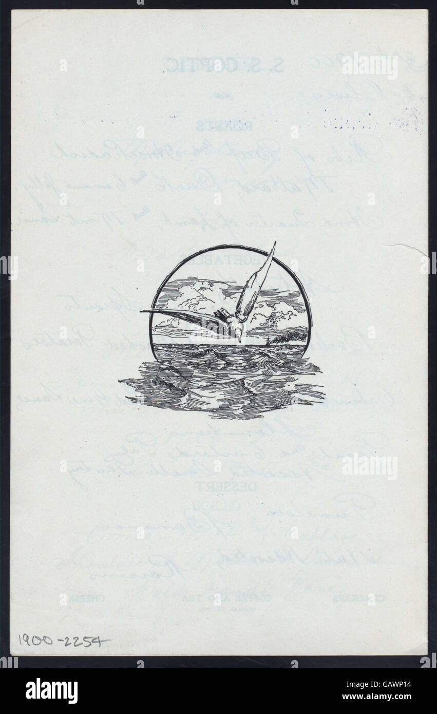 Menu from a dinner event held by the Occidental & Oriental Steamship ...