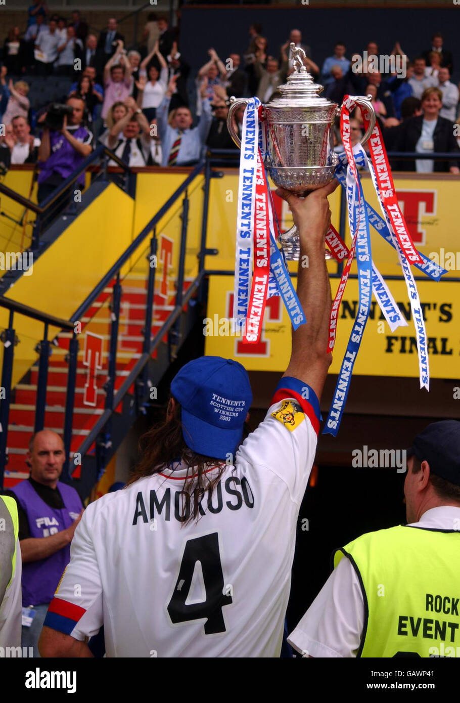 Rangers' winning goalscorer Lorenzo Amoruso celebrates with the ...