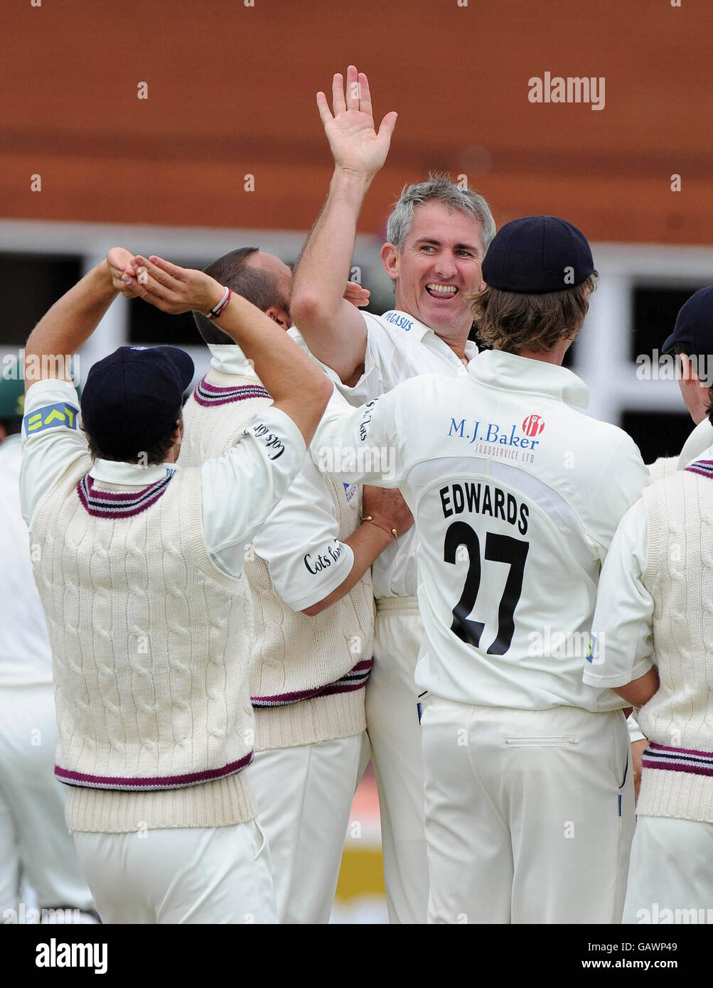 Sport cricket celebrating high five andrew caddick hi-res stock ...