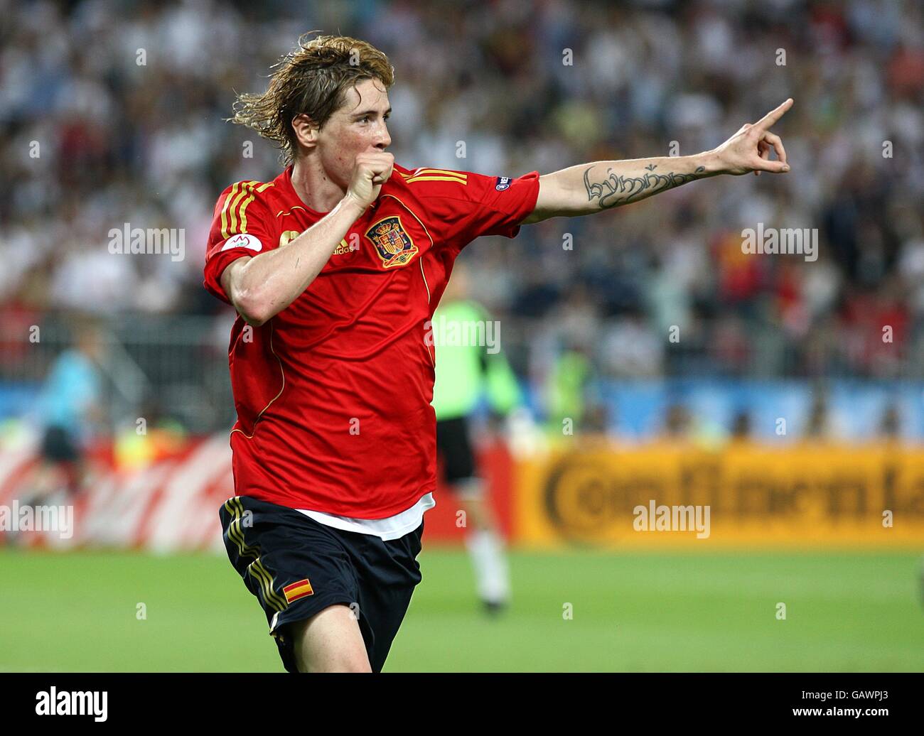 Spain's Fernando Torres celebrates after scoring the first goal Stock ...