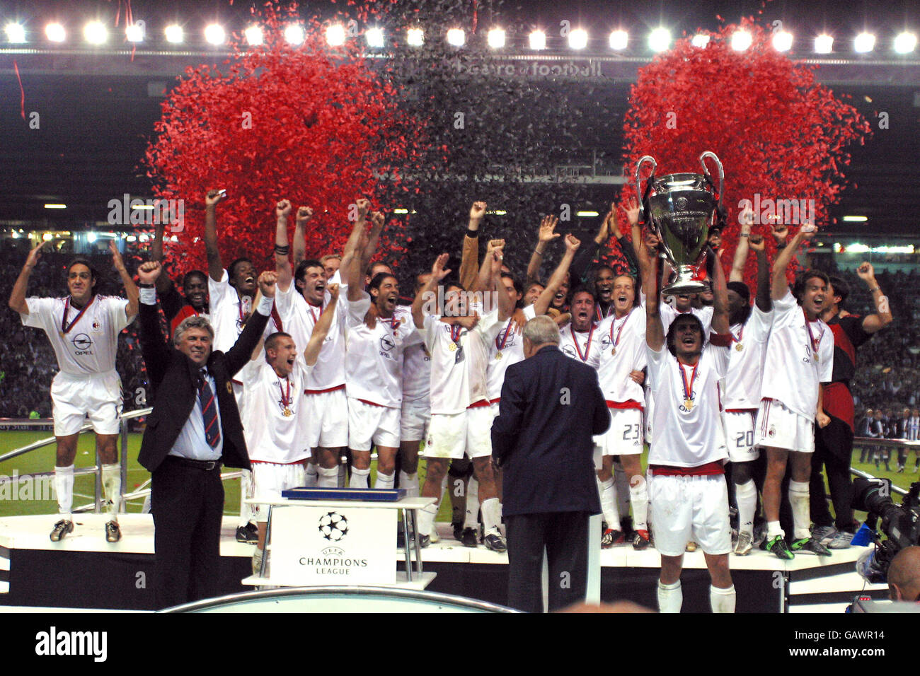 Ac milan celebrate on the podium with the trophy hi-res stock ...