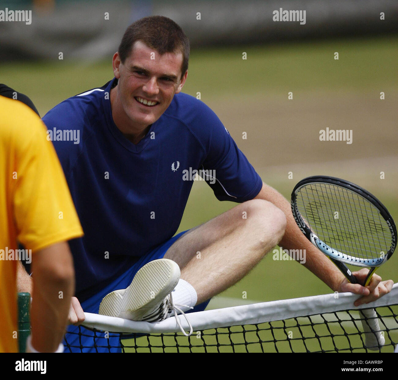 Great Britain's Jamie Murray with a new hair cut during a practice ...