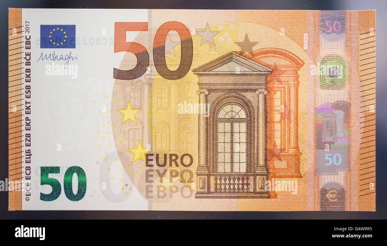 The new 50 Euro bank note can be seen after the presentation at the ...