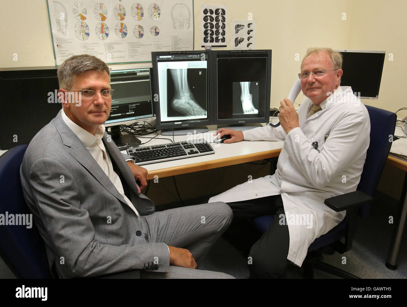 Rostock, Germany. 5th July, 2016. Karlheinz Hauenstein (r), head of the ...