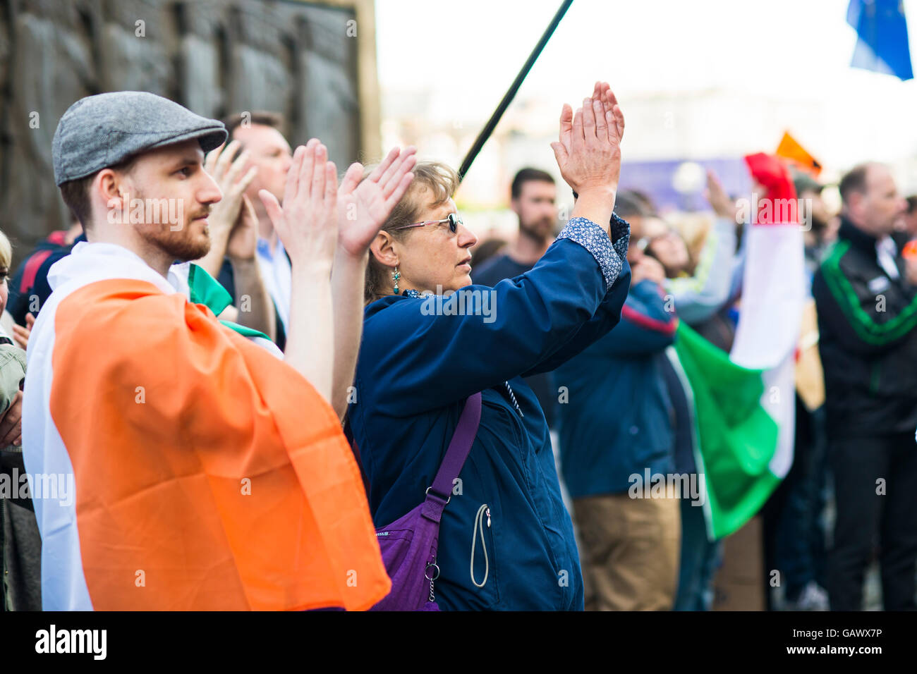 Liverpool, UK, 5th June 2016. The crowd applaud at the ‘Stand together ...