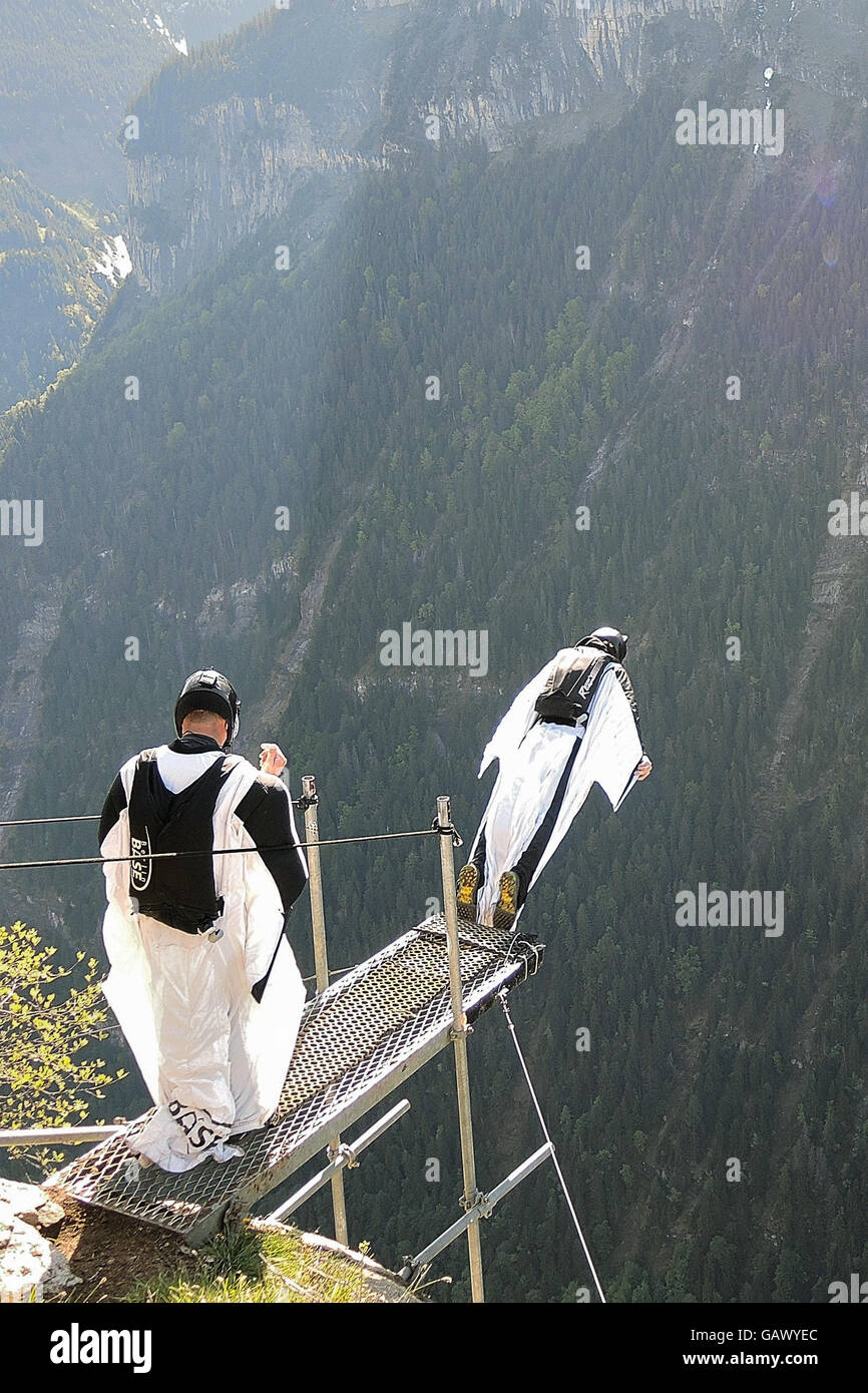 Lauterbrunnen, Switzerland. 26th May, 2016. Father Walter (r) and son ...