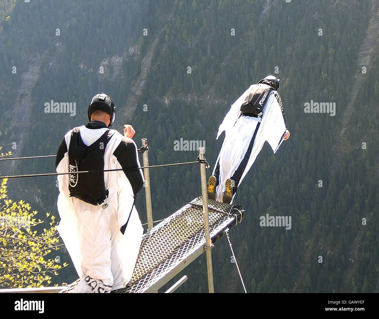 Lauterbrunnen, Switzerland. 26th May, 2016. Father Walter (r) and son ...