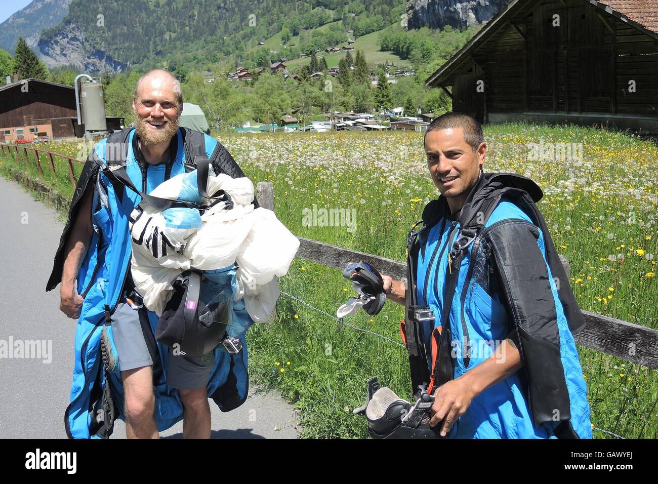 Lauterbrunnen, Switzerland. 26th May, 2016. Basejumpers from New ...