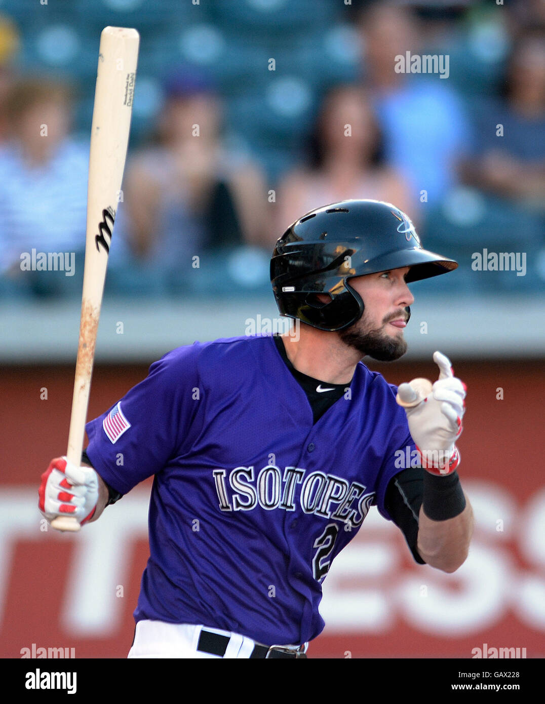July 5, 2016 - U.S. - SPORTS -- Isotopes center fielder David Dahl hits ...