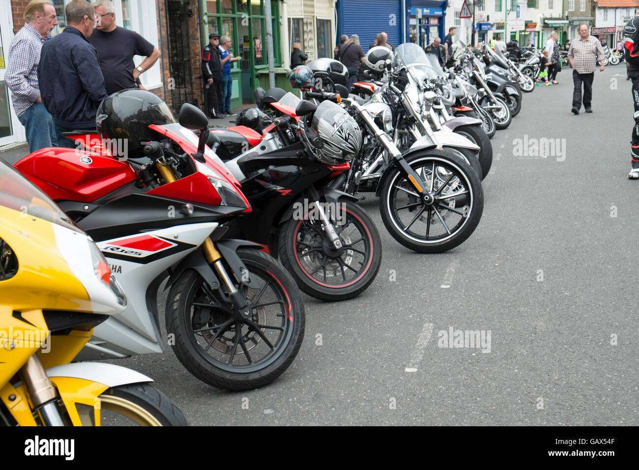 Barton on Humber, UK, 06 June 2016, Motor cycles begin to arrive and ...